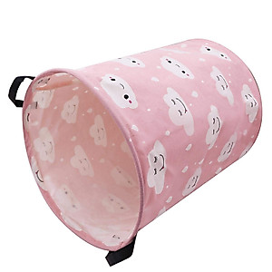 Extra Large Toy Bin Pink Cloud Canvas Fabric Toys Storage Basket, ZUEXT Girls Laundry Hamper, Waterproof Gift Basket with Handles for Baby Nursery College Dorms Kids Bedroom Bathroom