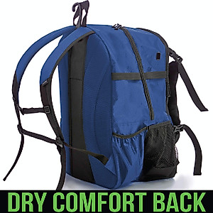 Athletico Advantage Baseball Bag - Baseball Backpack with External Helmet Holder for Baseball, T-Ball & Softball Equipment & Gear for Youth and Adults | Holds Bat, Helmet, Glove, Shoes (Blue)