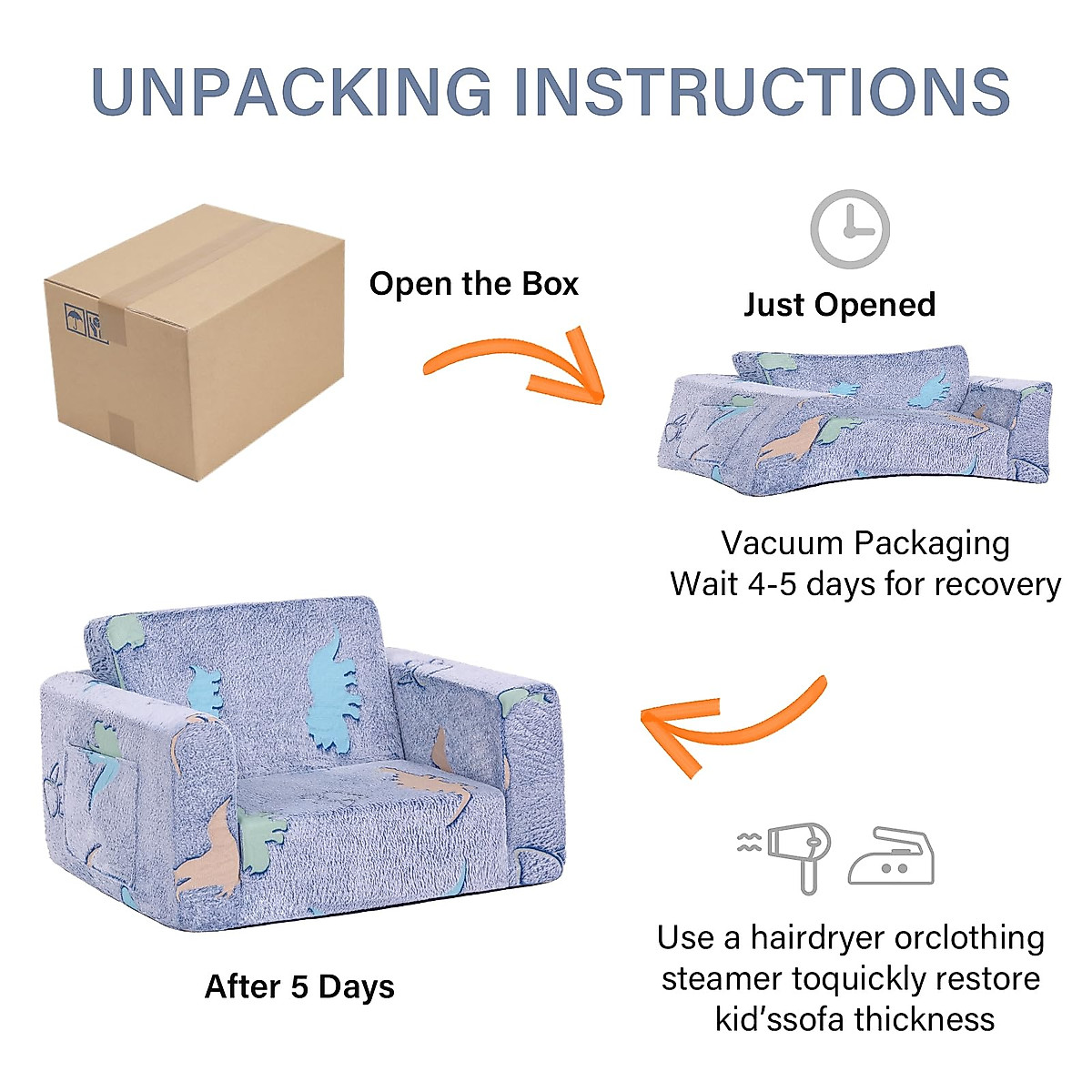 Welnow 2-in-1 Kids Sofa Chair, Convertible Toddler Chair Flip Out Children Sofa Chair Folding Kids Play Sofa with Side Pockets & Removable Cover Armrest Chair for Girl or Boy