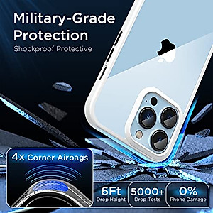 [2023 New] for iPhone 13 Pro Max Case, [Non-Yellowing] [Military Drop Protection] Shockproof Bumper Slim Fit Phone Case Thin Cover for Apple 13pro Max (6.7 in, Clear White)