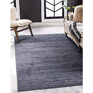 Unique Loom Uptown Collection by Jill Zarin Collection Textured Solid Geometric Modern Navy Blue Area Rug (9' 0 x 12' 0)