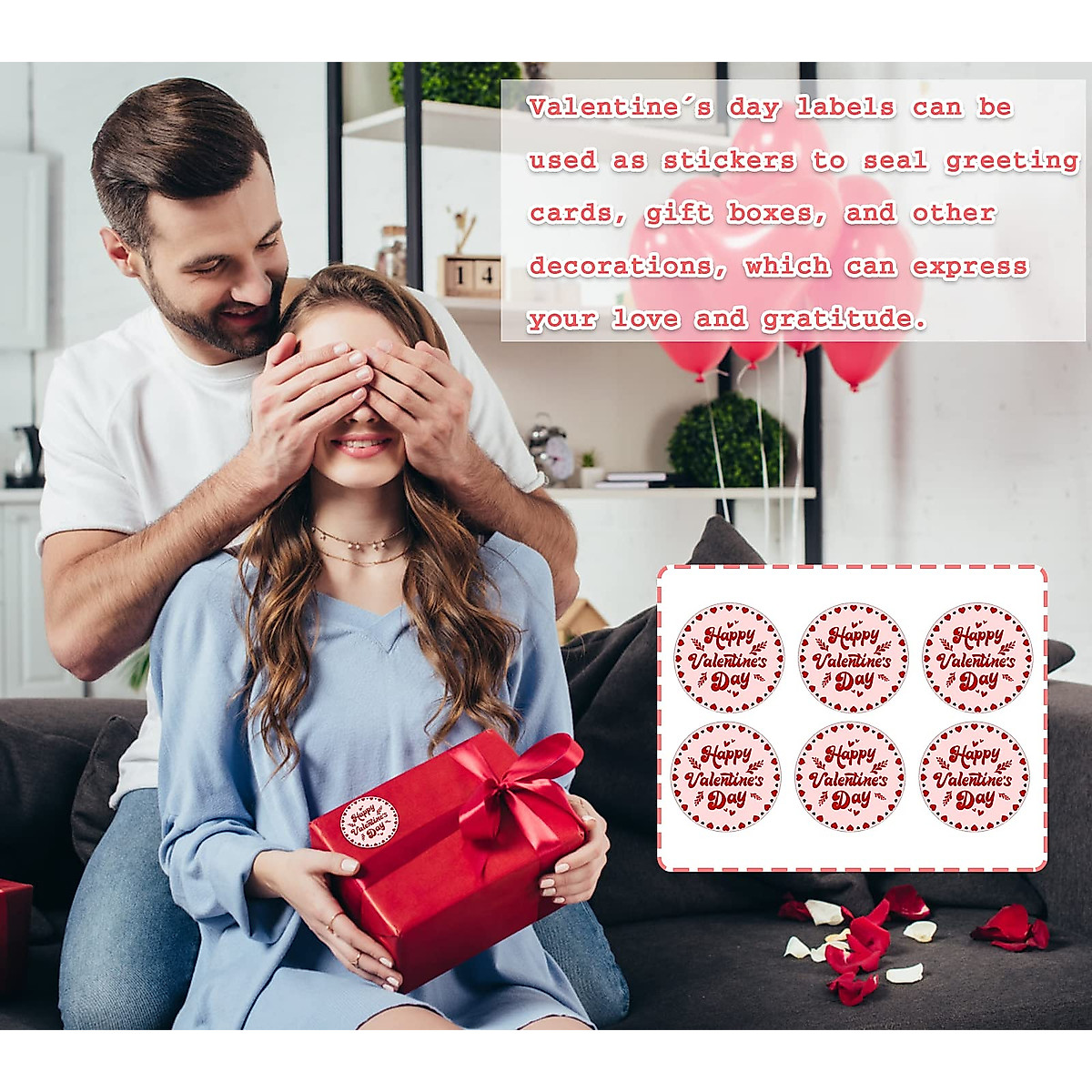 FaCraft Happy Valentines Day Stickers Round Valentine Labels 1.5" Valentine's Day Gift Stickers Label Sticker for Envelope Seals Card Boxes Valentine Gift Wrap Valentine's Day Decorations