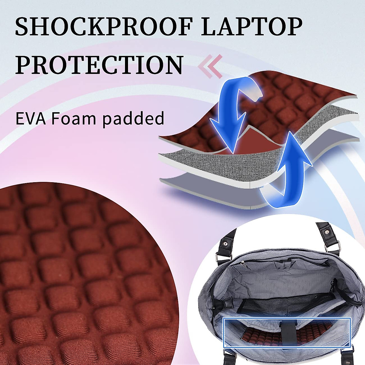 Laptop Tote Bag for Women, 15.6 Inch Computer Shoulder Bag Teacher Work Bag Travel Purse with Small Pouch VONXURY