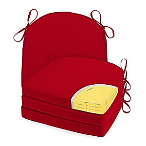 Focuprodu Set of 4 Pack Kitchen Chair Cushions.17x16 Inchs Soft Indoor/Outdoor Chair Cushions for Kitchen Dining Chairs,Office Chair,Removable and Replaceable Outdoor Seat Cushions. (Red)