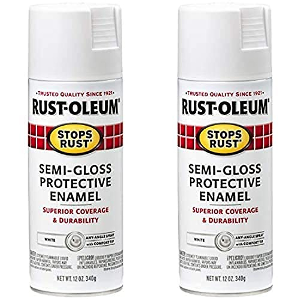 Rust-Oleum 7797830 Stops Rust Spray Paint, 12-Ounce, Semi Gloss White (Pack of 2)