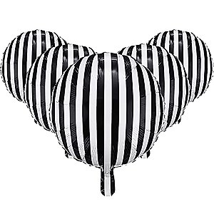 12 Pieces 18 Inch Black and White Striped Balloons Decoration Foil Mylar Balloons Aluminum Helium Balloons for Birthday Party, Baby Shower, Halloween, Ceremonies, Holiday Parties Decoration