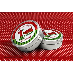 Red Watermelon 1st Birthday Party Thank You Sticker Labels, 40 2" Party Circle Stickers by AmandaCreation, Great for Party Favors, Envelope Seals & Goodie Bags