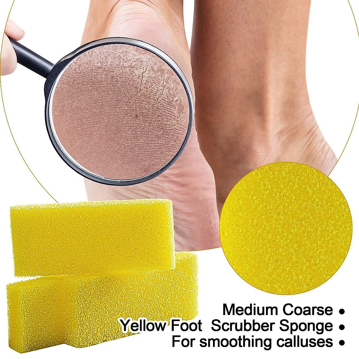 140 Pcs Disposable Foot Pumice Stone Foot Scrubber Sponge Pads for Feet Hard Skin Heels Callus Remover Pedicure Foot Pumice Exfoliator Sponge Coarse Dead Skin Remover, Yellow