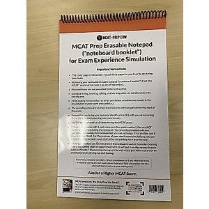 MCAT Prep Erasable Notepad/Whiteboard (noteboard booklet) with Staedtler Marker for Exam Experience Simulation