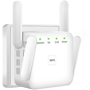 AILIYZ WiFi Extender, WiFi Booster to Extend Range of WiFi Internet Connection, Indoor and Outdoor Repeater Signal Booster, Up to 1200Mbps Speed Dual Band 2.4G/5G WiFi Repeater (White)