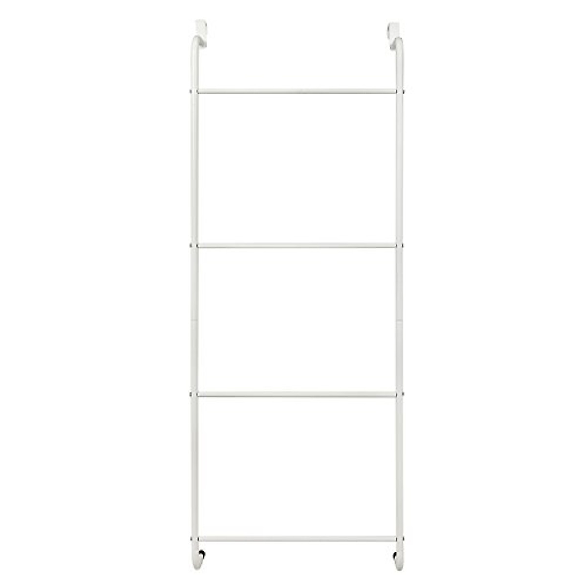 MyGift Over-The-Door Towel Rack with 4 Rungs, White Metal Ladder Bathroom Towel Hanging Storage Drying Rack