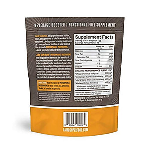 Laird Superfood Organic Performance Mushroom Blend with Chaga, Cordyceps, Lion's Mane and Maitake for Energy and Cognition, 3.17 oz. Bag, Pack of 1