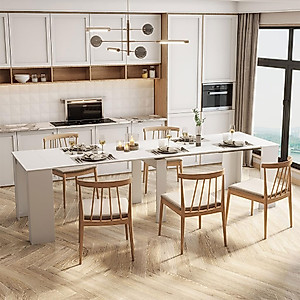 Extendable Console Table, Mid Century Modern Expandable Dining Table with Extension Leaves Holder, 20" to 118" Transformer Table for Kitchen, Bedroom, Living Room, Space-Saving Furniture (White)