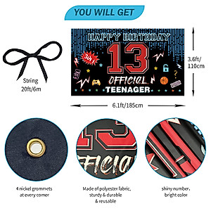 Official Teenager 13th Birthday Door Backdrop Banner, Happy 13th Birthday Decorations for Boys Girls, Red Blue 13 Year Old Birthday Party Yard Sign Photo Booth Props Supplies, Fabric, PHXEY