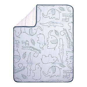 Trend Lab Modern Baby Crib Bedding Set for Boys | Simple Safari 4 Piece Nursery Décor Quilt, 2 Fitted Crib Sheets, and Dust Ruffle Skirt - Blue, 80015