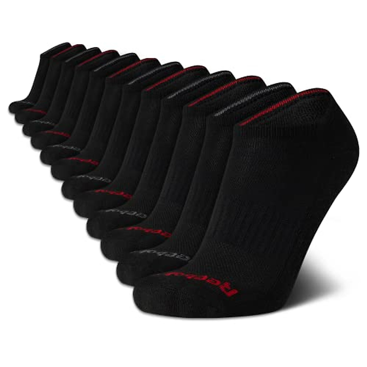 Reebok Men's Athletic No-Show Low Cut Socks with Cushion Comfort (12 Pack), Size 6-12.5, Classic Black