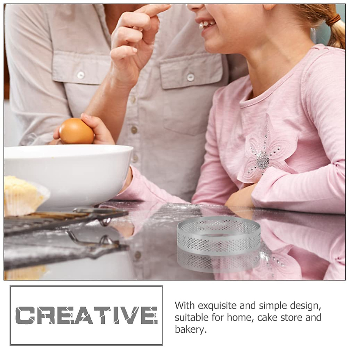 Hemoton Tart Pans 4Pcs Tart Rings, (3in+ 3.5in) Perforated Tart Rings for Baking, Stainless Steel Nonstick Round Cake Ring, Metal Pastry Mold Baking Rings