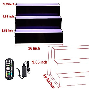 Ganggend 16 Inch 3-Step LED Lighted Liquor Bottle Display Shelf, LED Bar Shelves for Home/Commercial Bar Living Room Accessories and Decor Acrylic, Lighted Bottle Display with Remote & App Control
