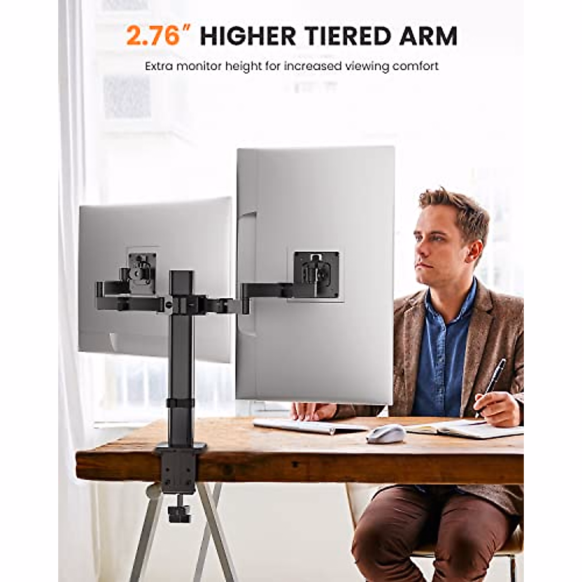 ErGear Height Adjustable Electric Standing Desk Dual Monitor Desk Mount