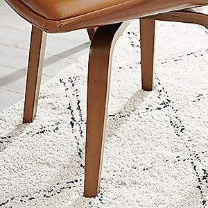 Volans Vanity Chair, Swivel Accent Chair No Wheels, Faux Leather Bedroom Chair with Wood Legs, Mid Century Modern Chair Armchair for Desk Small Space, Brown