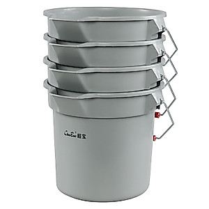 Begale 3.5 Gallon Commercial Cleaning Pail, Plastic Round Car Wash Bucket with Handle, Gray, Pack of 4