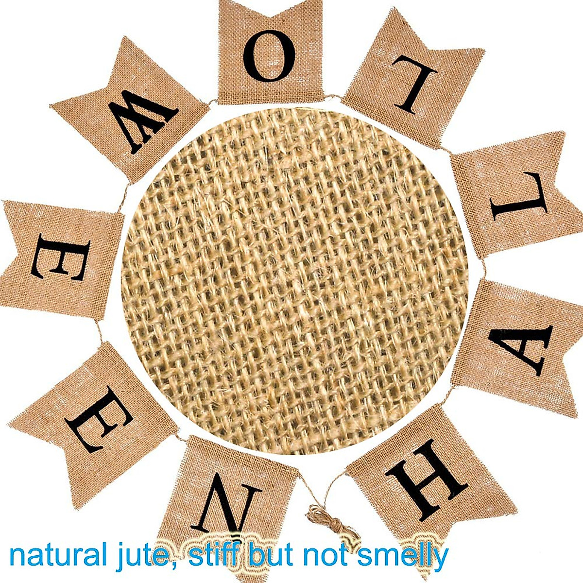 Happy Halloween Burlap Banner Decor, 16Pcs Linen Bunting Hanging Banner Ornaments Halloween Home Party Wall Decoration Supplies