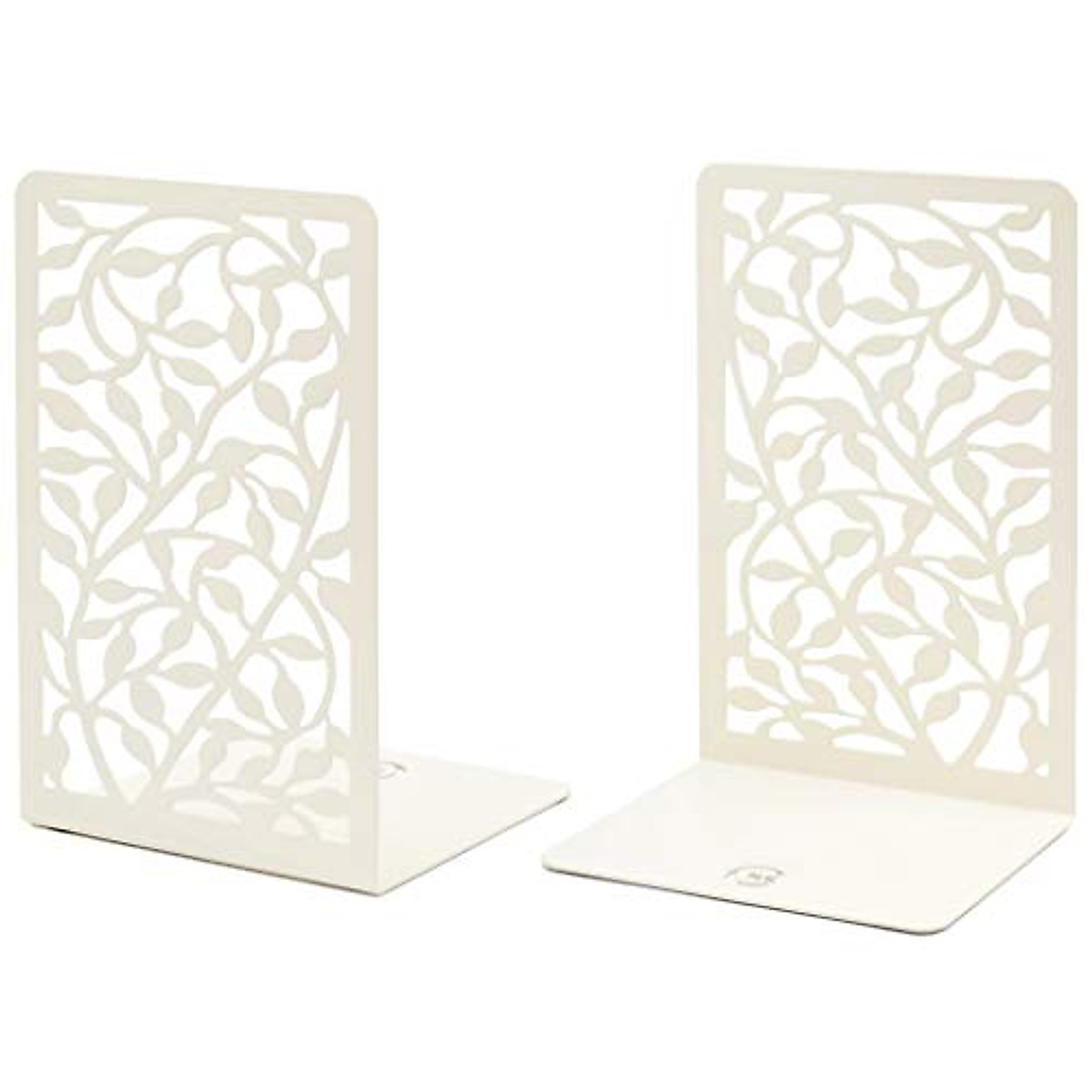 CNK Book Ends Bookends for Book Shelves, Metal Book Ends for Home Office Heavy Books, Book Shelf Holder, Home Decorative, Book Stoppers, Book Holder, Set of 2 White Infinite Leaves Bookends