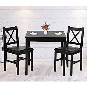 Pazidom Small Dining Table Set 3 Piece Wood Dinning Room Table Set for 2, Square Kitchen Table and 2 Chairs, Space Saving Dinette for Kitchen, Dining Room, Appartment, Dark Brown