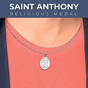 PicturesOnGold.com Saint Anthony Religious Medal - 2/3 X 3/4 Inch Size of Nickel, Sterling Silver