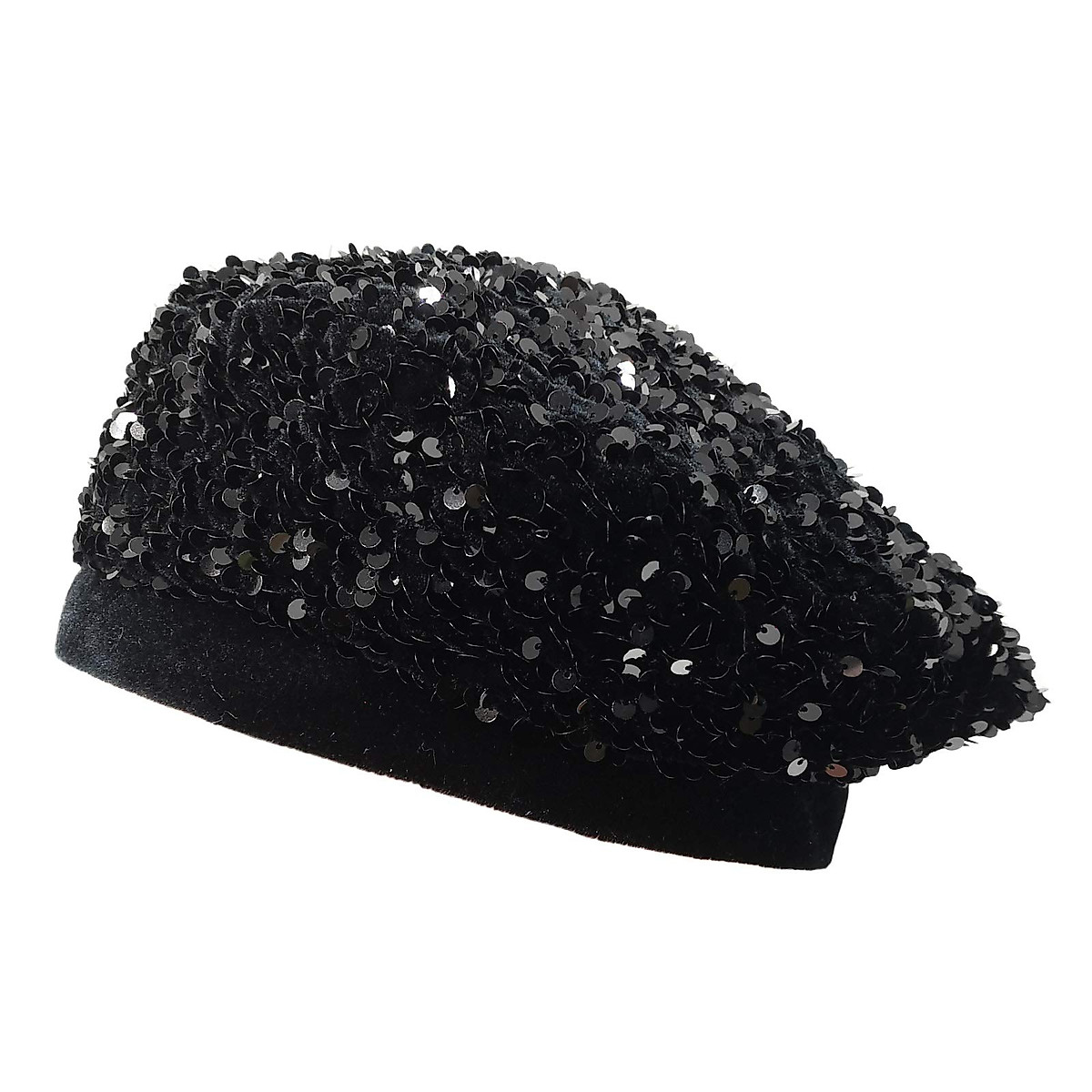 Bling Beret Hats for Women Color Paris Artist Cap Fashionable Ladies Sparkle Shining French Style Beanie Beret (Black)