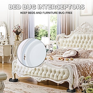 Bed Bug Interceptors with Anti Skid Pads | Bed Bug Trap | Bed Bug Traps and Detectors | Bed Bug Traps for Bed (White - 12 Pcs)