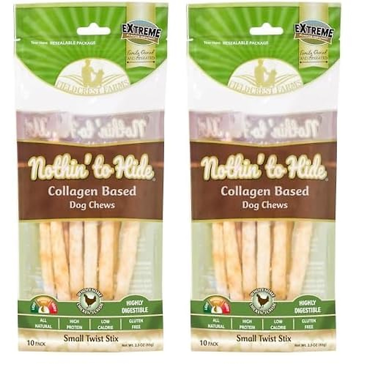 Fieldcrest Farms Nothing to Hide Natural Rawhide Alternative Small Twist Stix for Dogs - (10 Sticks) All Natural Easily Digestible Chews for All Breed Dogs - Great for Dental Health (Pack of 2)