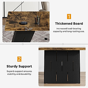 Condemo 70 Inch Executive Office Desk, Large Computer Desk Workstation, Modern Simple Computer Table Study Writing Desk, Business Furniture for Home Office, Brown and Black