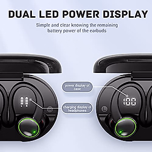 for Samsung Galaxy Z Flip3 Wireless Earbuds Bluetooth Headphones 48hrs Play Back Sport Earphones with LED Display Over-Ear Buds with Earhooks Built-in Mic - Black