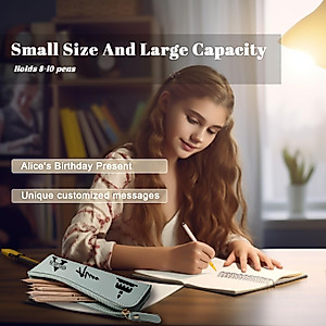 Custom Leather Pencil Case Cosmetic Pouch,Personalized Engraved Logo Text Name Initials Pen Case Small Makeup Pouch Back to School Gifts At College, Office and Travel for Women Men