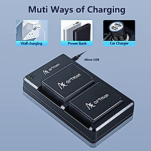 Artman NP-W126 NP-W126S Battery 2-pack and USB Dual Charger Compatible with Fujifilm X-T1 X-T2 X-T3 X-T10 X-T20 X-T30 X-T30 II X-T100 X-T200 X100F X100V X-S10 X-A5 X-A10 X-E4 X-Pro2 X-Pro3