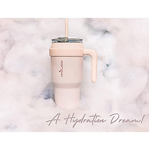 REDUCE 40 oz Tumbler with Handle and Straw, Stainless Steel with Sip-It-Your-Way Lid - Keeps Drinks Cold up to 34 Hours - Sweat Proof, Dishwasher Safe, BPA Free - Pink Cotton, Opaque Gloss