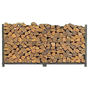 Woodhaven 8 Foot 1/2 Cord Firewood Log Rack With No Cover - Made In USA - Outdoor Use Lifetime Structural Warranty - Black Texture Powder Coat Finish - Made With Heavy Duty Steel (No Cover)