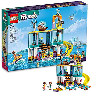 LEGO Friends Sea Rescue Center 41736 Building Toy for Ages 7+, with 3 Mini-Dolls, 2 Otters, a Seahorse, Turtle and Water Scooter, a Great Birthday Gift for Pretend Ocean Rescue Play