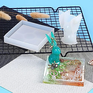 Rabbit Tray Resin Mould,Jewelry Storage Tray Mould Fruit Serving Plate Silicone Mould Resin Casting Mold for Desk Decor