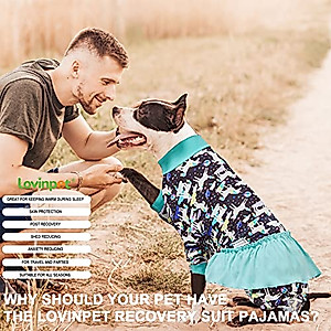 LovinPet Large Giant Dog Pajamas, Post Surgery Recovery Shirt for Large Dogs, Unicorns in Space Black Print/Lightweight Big Dogs Pullover, Full Coverage Large Breed Dog Jammies, Pet PJ's /3XL