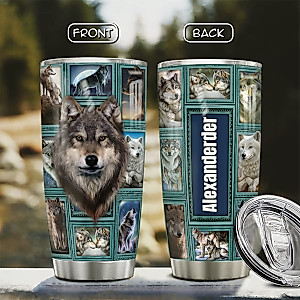 wowcugi Wolf Tumbler Personalized Stainless Steel Double Wall Vacuum Tumblers 20oz 30oz Coffee Travel Mugs With Lid Birthday Christmas Gifts For Wolf Lovers Women Men