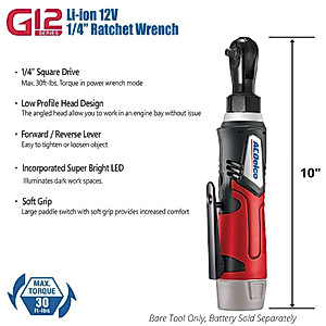 ACDelco ARW1209-K9 G12 Series 12V Li-ion Cordless ¼” & 3/8” Ratchet Wrench Combo Tool Kit with Canvas Bag