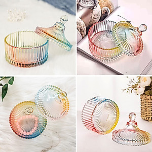 300ml/10oz Colorful Glass Candy Dish with Lid Tent Shaped Crystal Candy Jar Apothecary Jar Wedding Candy Buffet Jar Food Jar Biscuit Containers Decorative Jewelry Box