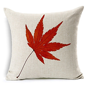 All Smiles Fall Throw Pillow Covers 18x18 Set of 4 Decorative Thanksgiving Autumn Kitchen Home Decor Cushion for Porch Couch,Outside Outdoor Harvest Decorations Maple Leaves