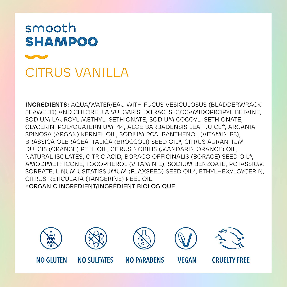 Seaweed Bath Co. Smooth Shampoo and Conditioner Set, Citrus Vanilla Scent, 12 Ounce (Pack of 2), Sustainably Harvested Seaweed, Borage and Broccoli Seed Oils, For Curly and Frizzy Fine Hair