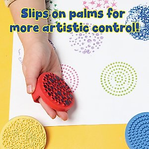 READY 2 LEARN Paint and Dough Palm Printers - Set of 4 - Arts and Crafts Rubber Stampers for Kids - DIY Patterns and Effects