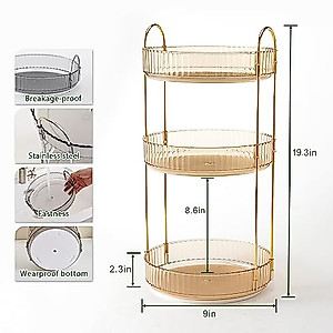 CICUFY Rotating Makeup Organizer Acrylic Perfume Organizer Clear Skincare Organizer Cosmetics Organizer for Vanity Countertop-3 Tier Gold