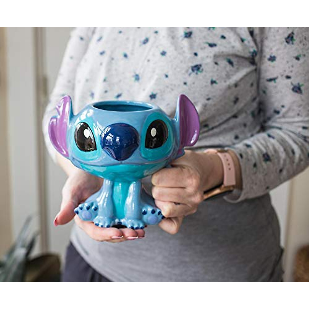 Disney Lilo & Stitch 3D Sculpted Ceramic Coffee Mug | Official Kitchen Accessories | Collectible Drinkware For Home Kitchen Bar Set | Holds 15 Ounces