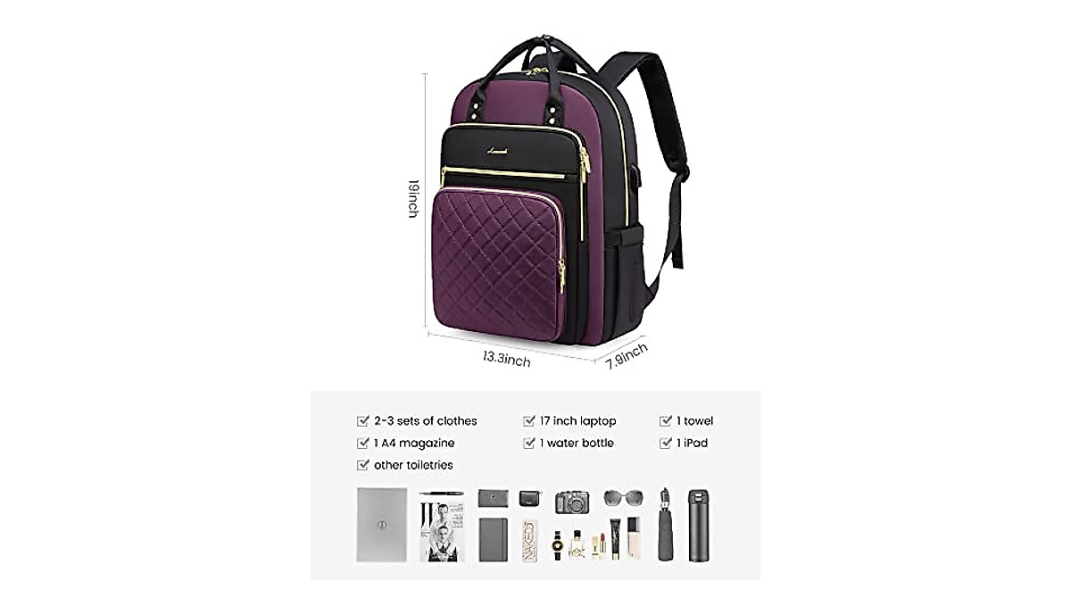 LOVEVOOK 17" Laptop Backpack with USB Port - Stylish & Functional